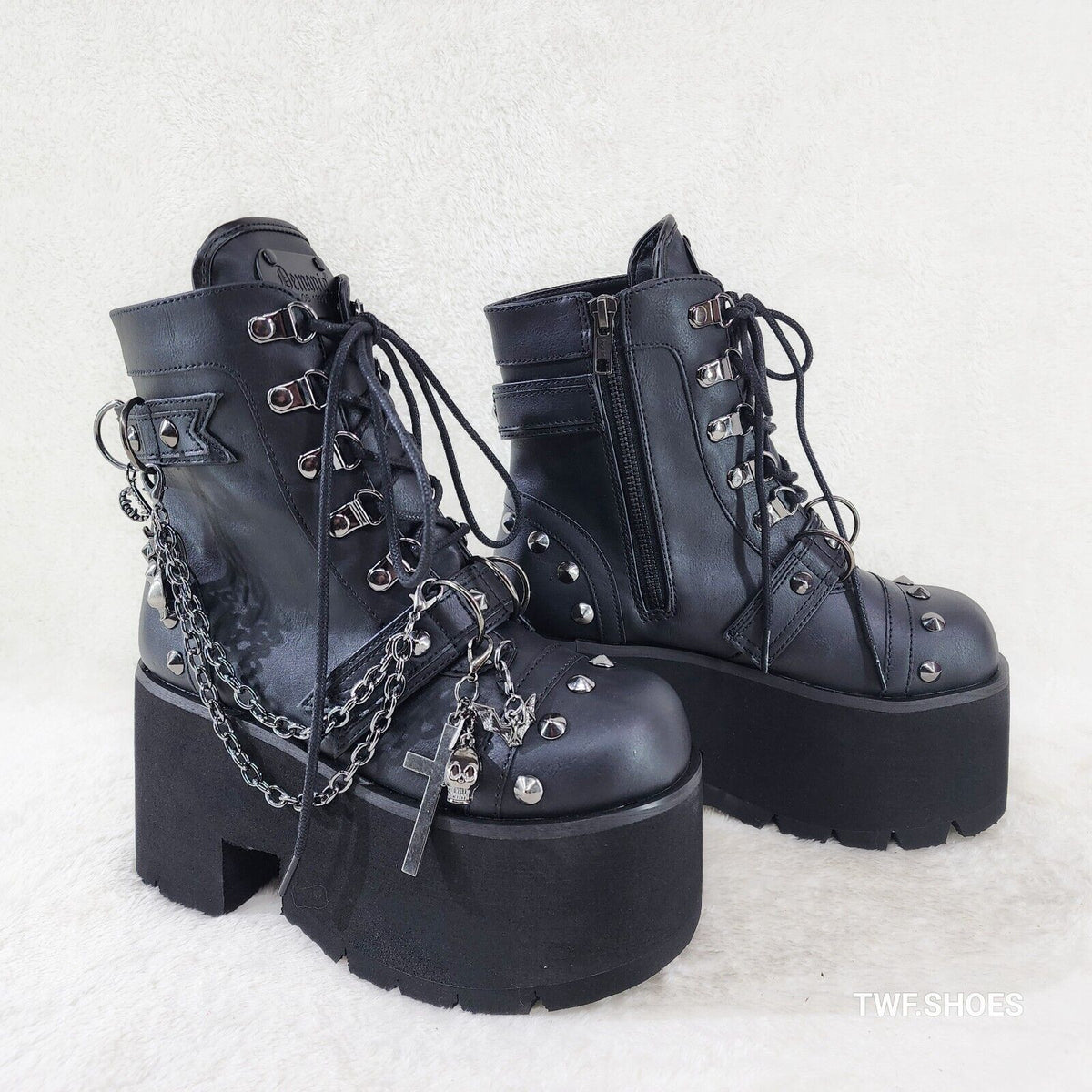 Ashes 3.5" Platform Goth Punk Boots Chain Charms Demonia 52 – Totally ...