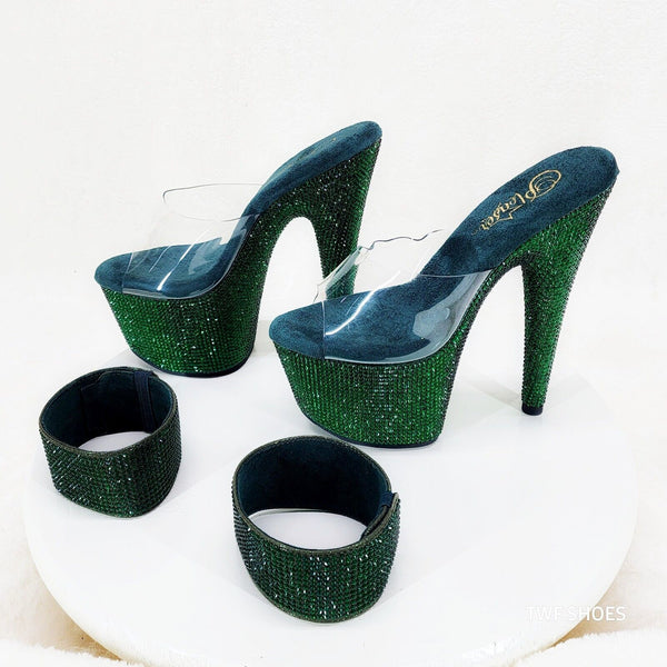 Bejeweled 712RS Emerald Green Rhinestone Platform 7" Stiletto High Heel ...