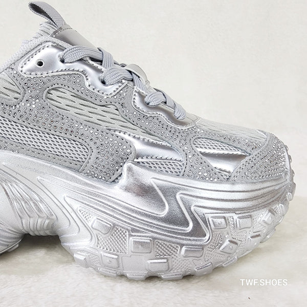 Cush Sparkle Sport Rhinestone Comfy Platform Light Weight Sneakers ...