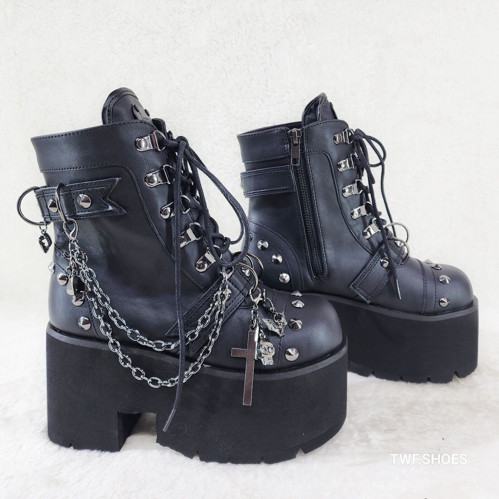 Ashes 3.5" Platform Goth Punk Boots Chain Charms Demonia 52 – Totally ...