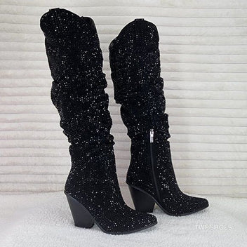 Cape Robbin Diamond Rider Black Rhinestone Western Slouch Draped Knee ...