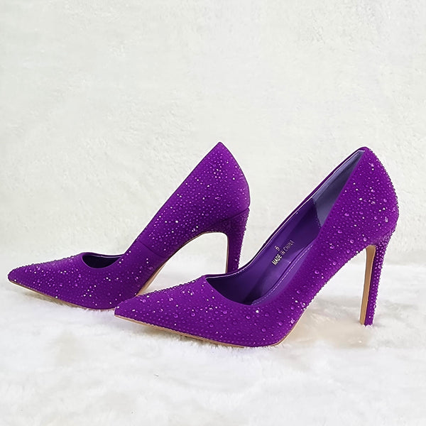 Shock Purple High Heel Stiletto Pumps Rhinestone Shoes | Totally Wicked ...