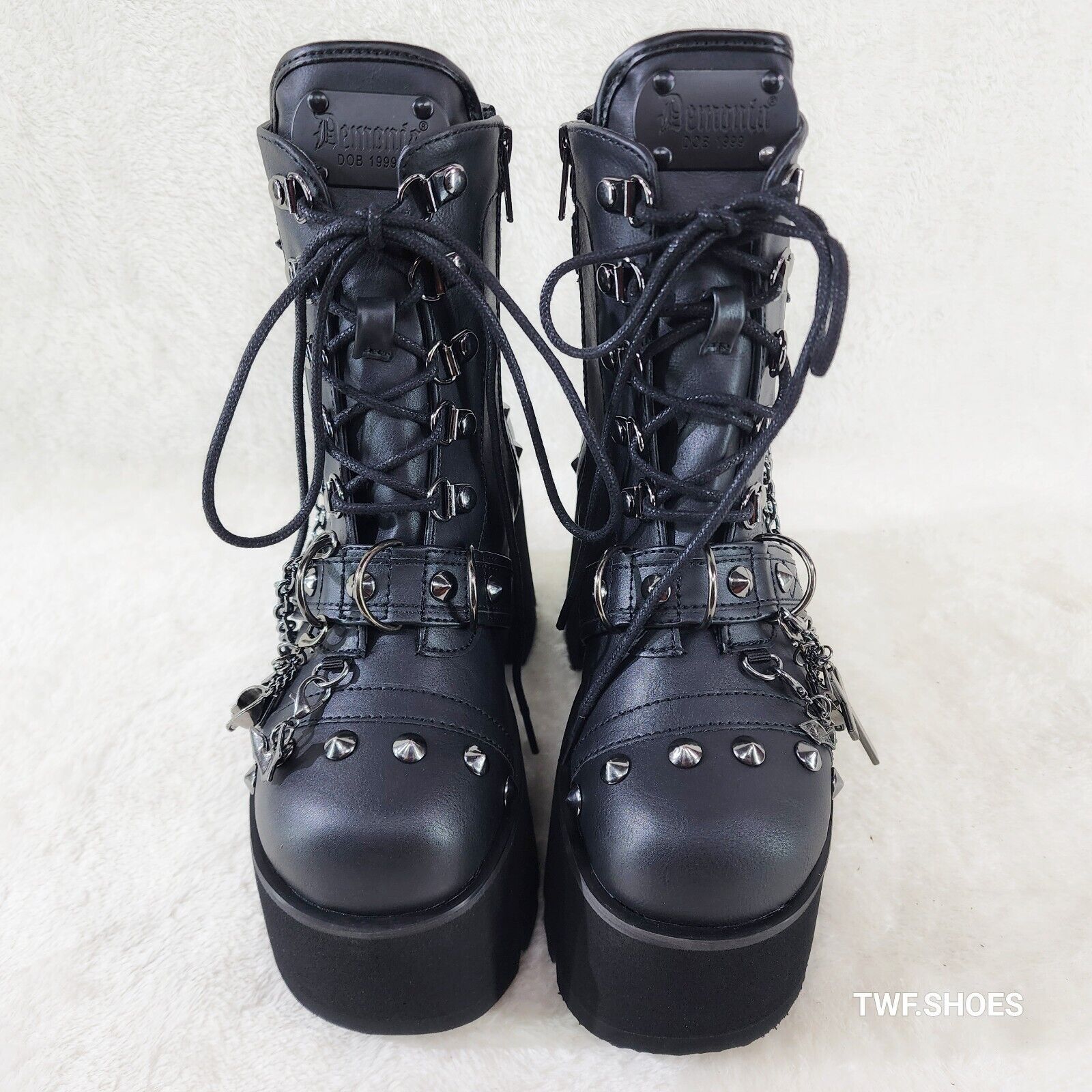 Ashes 3.5" Platform Goth Punk Boots Chain Charms Demonia 52 – Totally ...