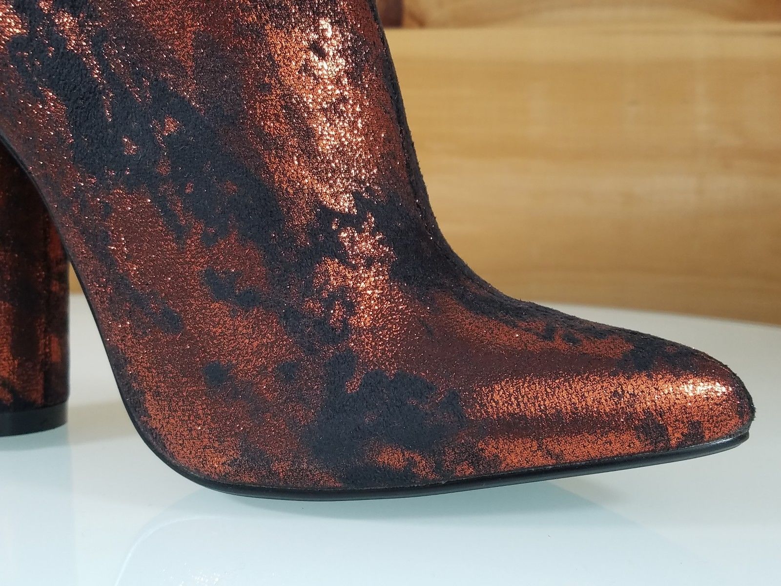 CR Metallic Orange Rust Cylinder High Heel Ankle Boots Size 6-11 ...