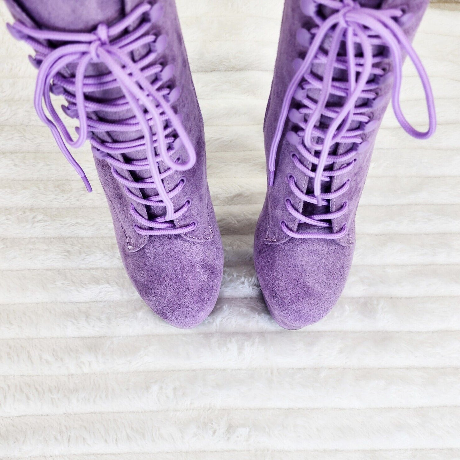 Adore 1020FS Lavender Lilac Purple Faux Suede 7" Heel Platform Ankle ...