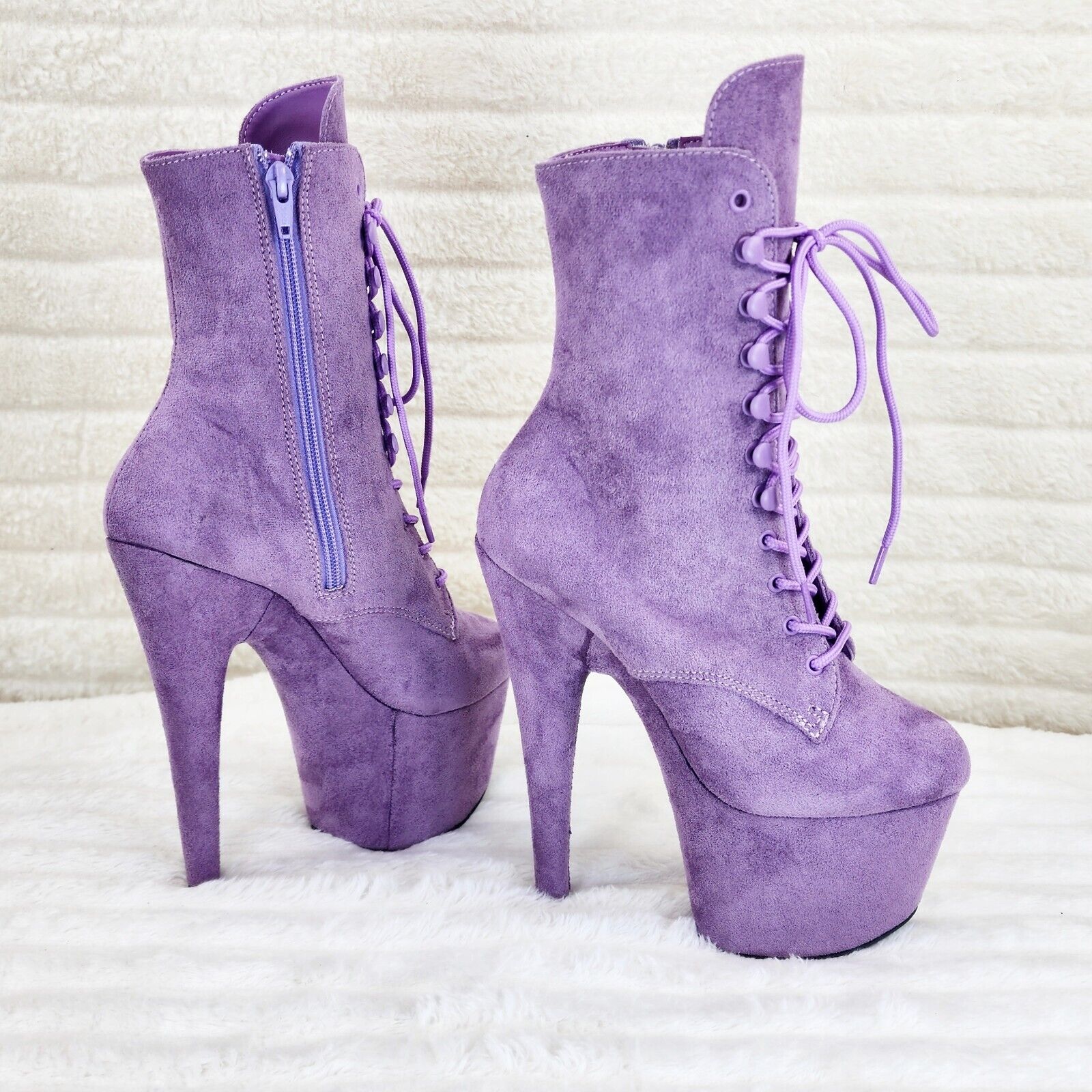 Adore 1020FS Lavender Lilac Purple Faux Suede 7" Heel Platform Ankle ...
