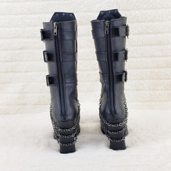Crypto 67 Coffin Skull & Chain Black Mid Calf Platform Heel Gothic Boo ...
