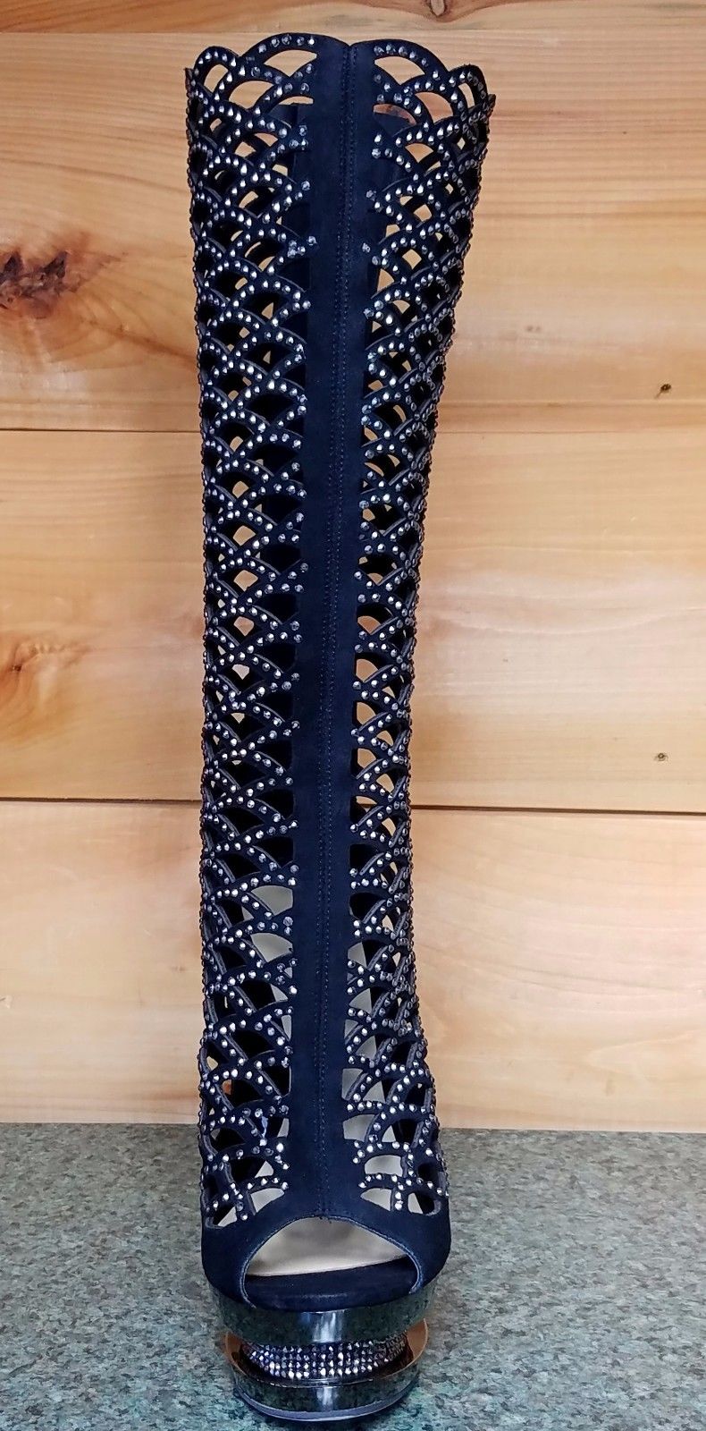 Fantasia 2008 Cutout Suede Rhinestone Boot 6" Stiletto Dual Stacked Platform | Totally Wicked ...