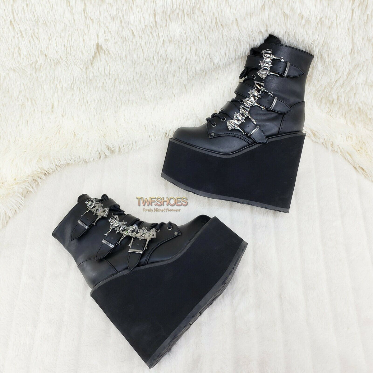 Swing 103 Bat Buckle Ankle Boots 5.5" Platform Goth Rave Boot NY Resto ...