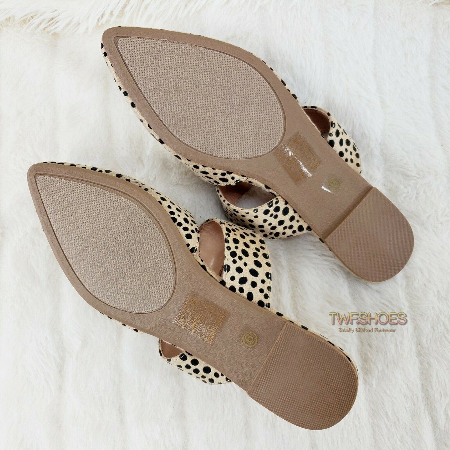 Bella Cheetah Print Slip On Summer Flats Mule Slippers Sandals Clogs 6 ...