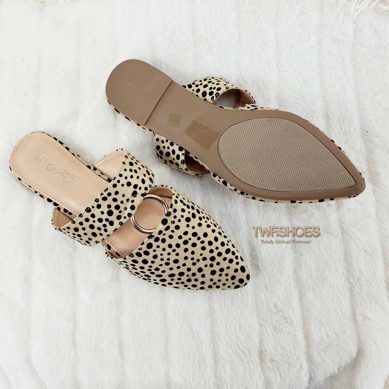 Bella Cheetah Print Slip On Summer Flats Mule Slippers Sandals Clogs 6 ...