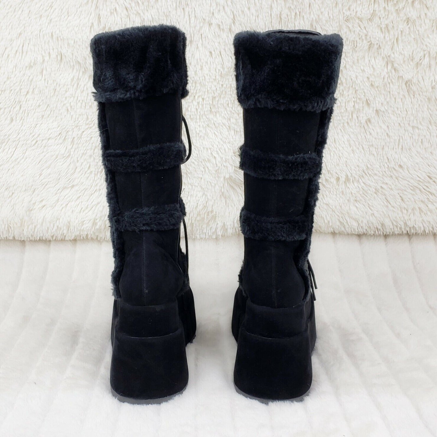 Bear 202 Black Faux Fur / Suede Platform Goth Punk Calf Boots NY ...