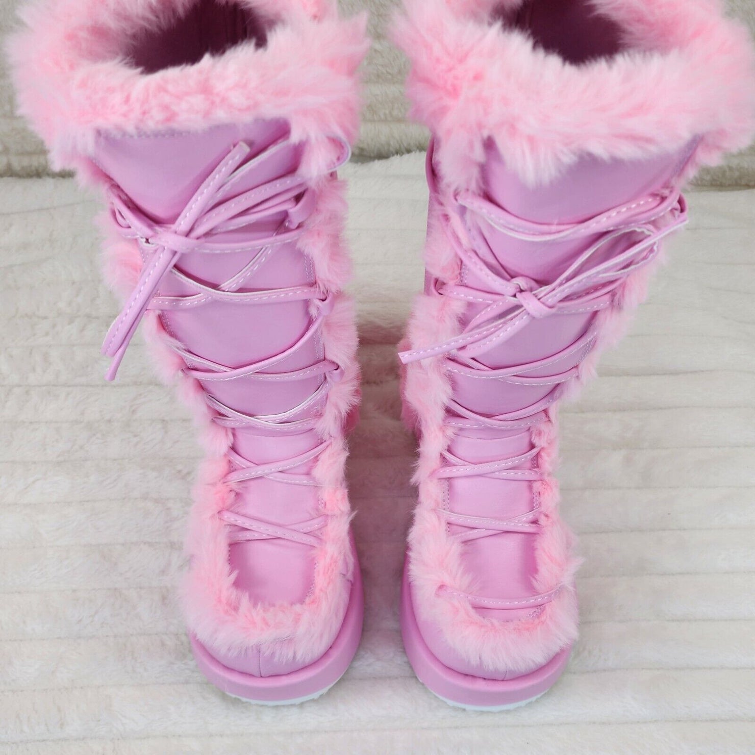 311 Cub Stomper Baby Pink Mammoth Platform Goth Punk Knee Boots NY ...